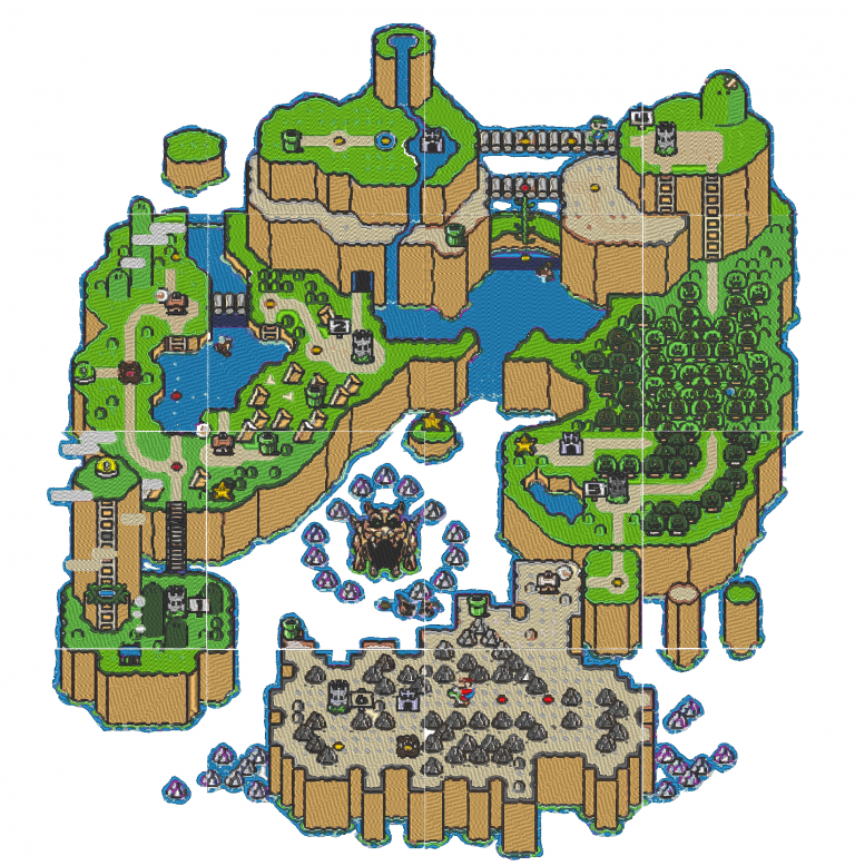 Embroidery Tiled Super Mario World Map - A.G.E Store | anime patterns