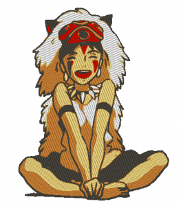 Anime Embroidery Princess Mononoke Sits - A.G.E Store | anime patterns