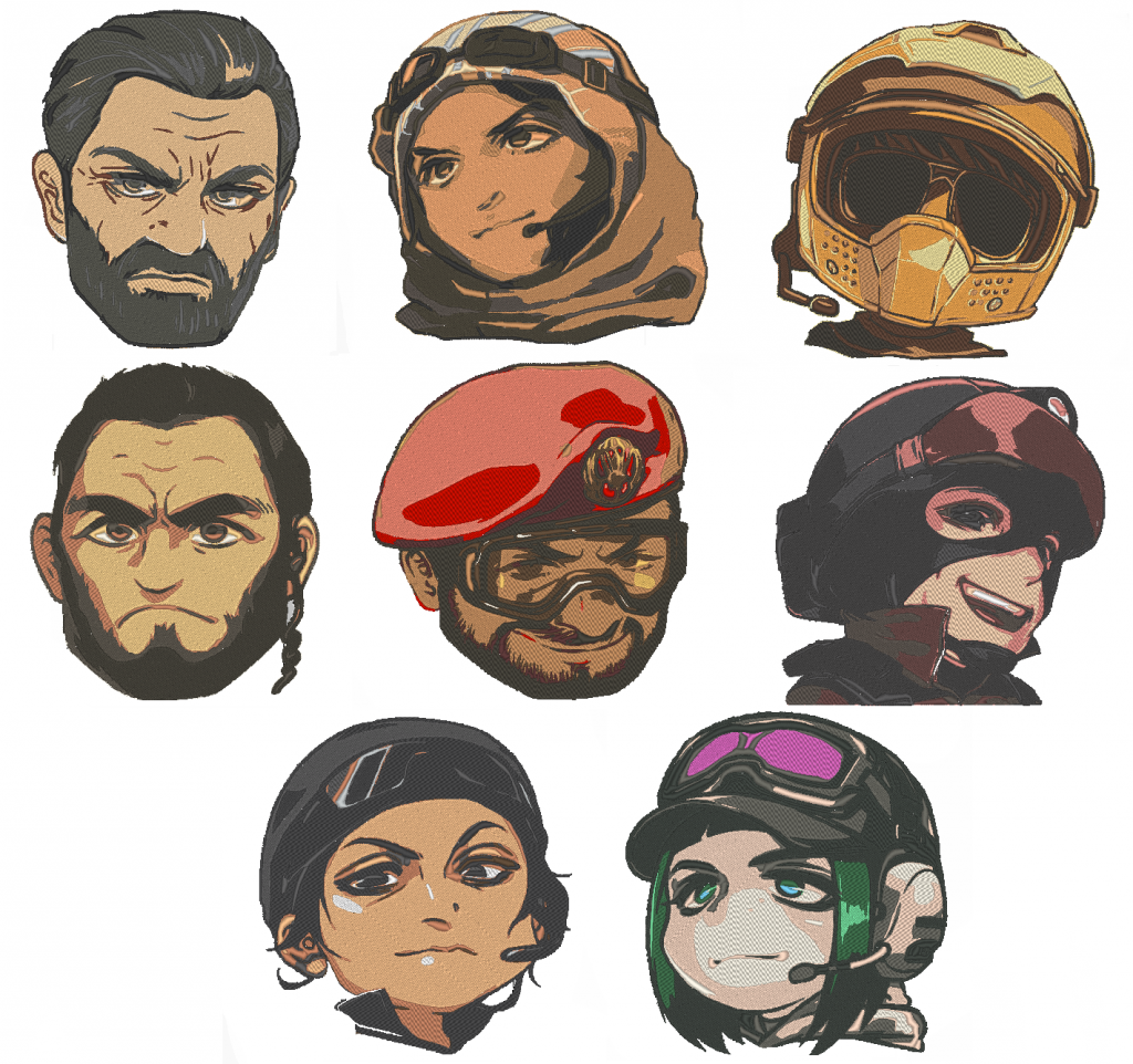 Embroidery Rainbow Six Chibi Group - A.G.E Store | embroidery patterns
