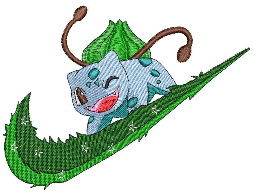 Embroidery Pattern Pokemon Bulbasaur Swoosh - A.G.E Store