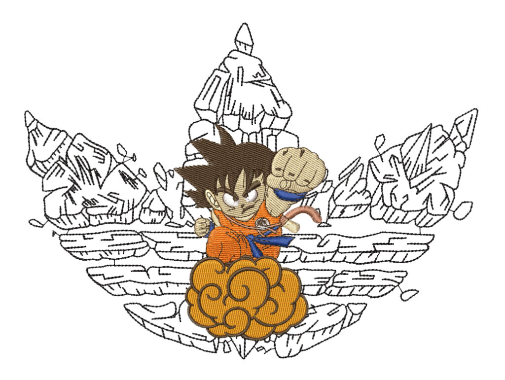 Anime Embroidery Pattern Goku Rock Punch - A.G.E Store |design