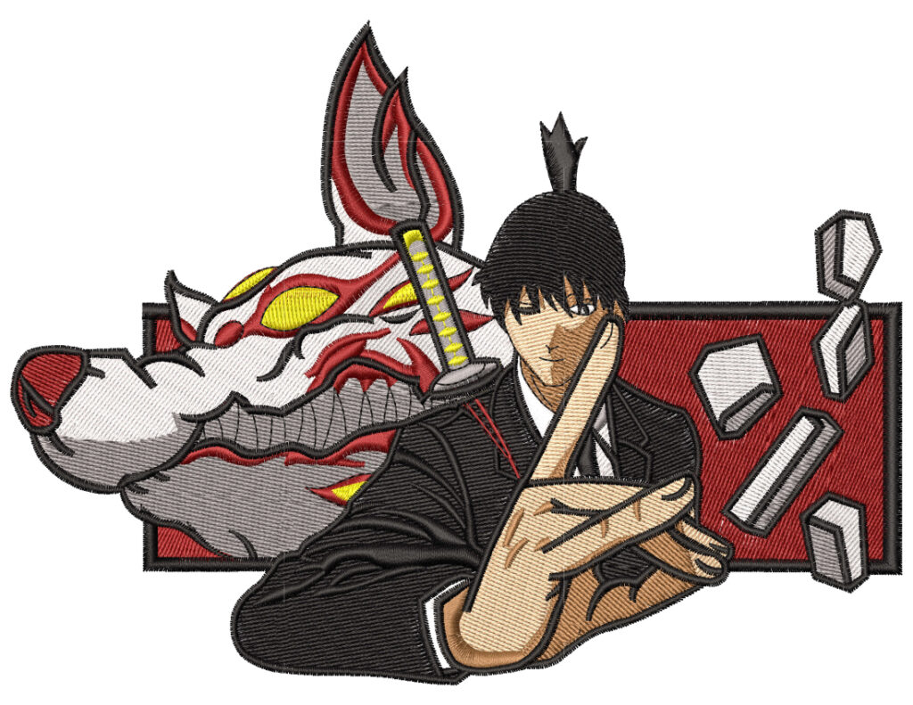 Anime Embroidery Chainsaw Man Aki Signs Fox - A.G.E Store | designs ...