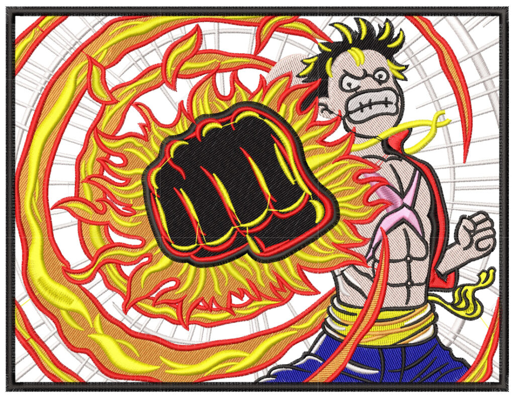 Anime Embroidery Pattern Luffy Direct Flame Punch - A.G.E Store | designs