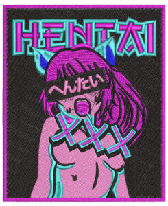 Anime Embroidery Pattern Pink Hentai Cat - A.G.E Store | designs