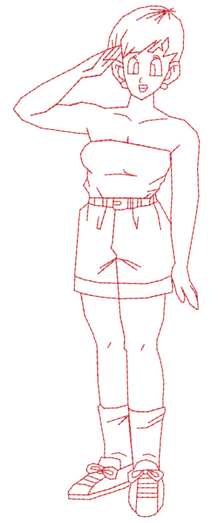 Anime Embroidery Pattern DB Bulma Salutes Lineart - A.G.E Store | designs