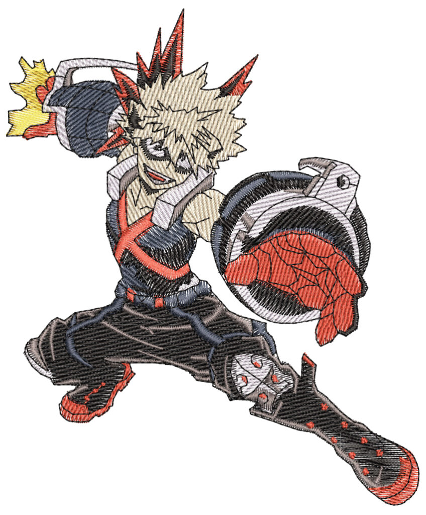 Anime Embroidery Pattern Katsuki Attack Stance - A.G.E Store | designs