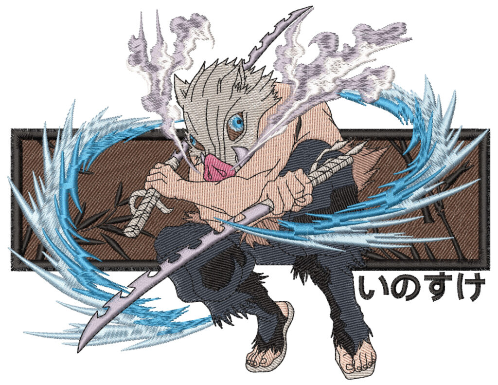 Anime Embroidery Pattern Inosuke Sword Slash Panel - A.G.E Store | designs