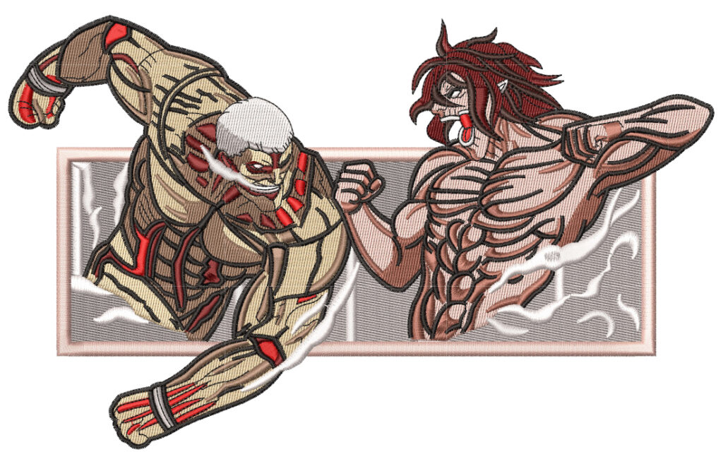 Anime Embroidery Pattern AOT Titan Fight - A.G.E Store | designs