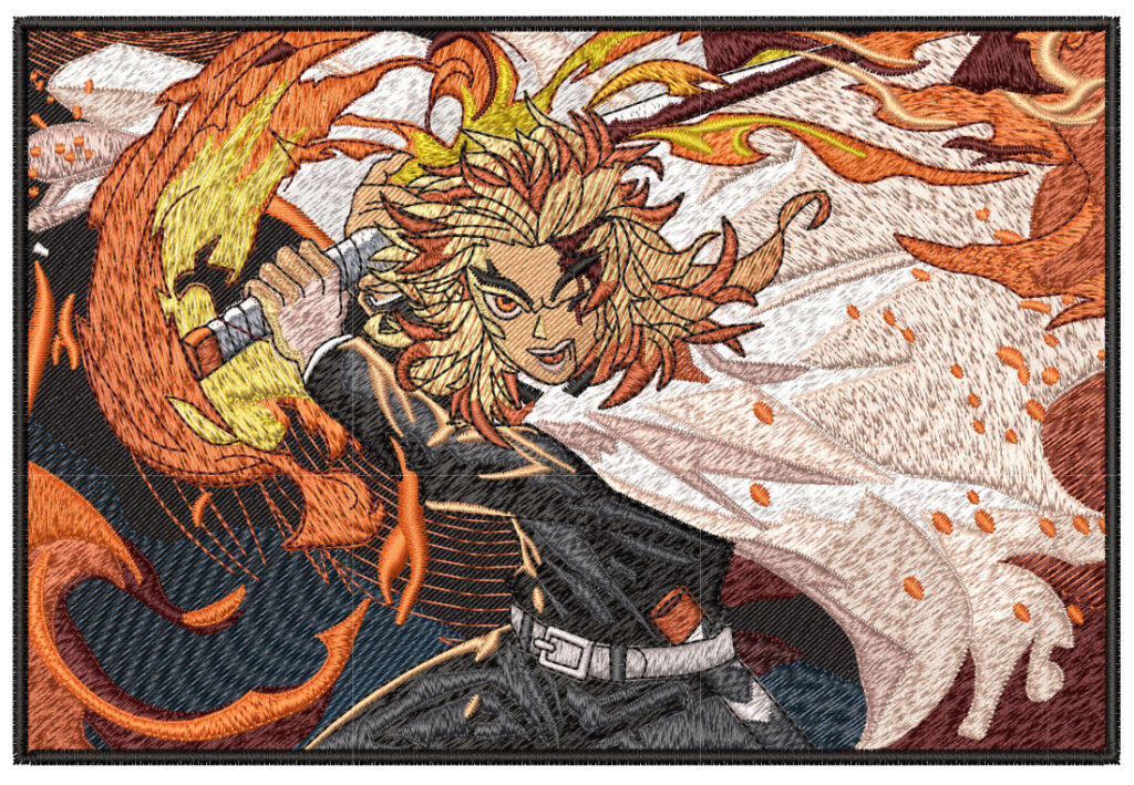 Anime Embroidery Pattern Rengoku Fierce Fight - A.G.E Store | designs