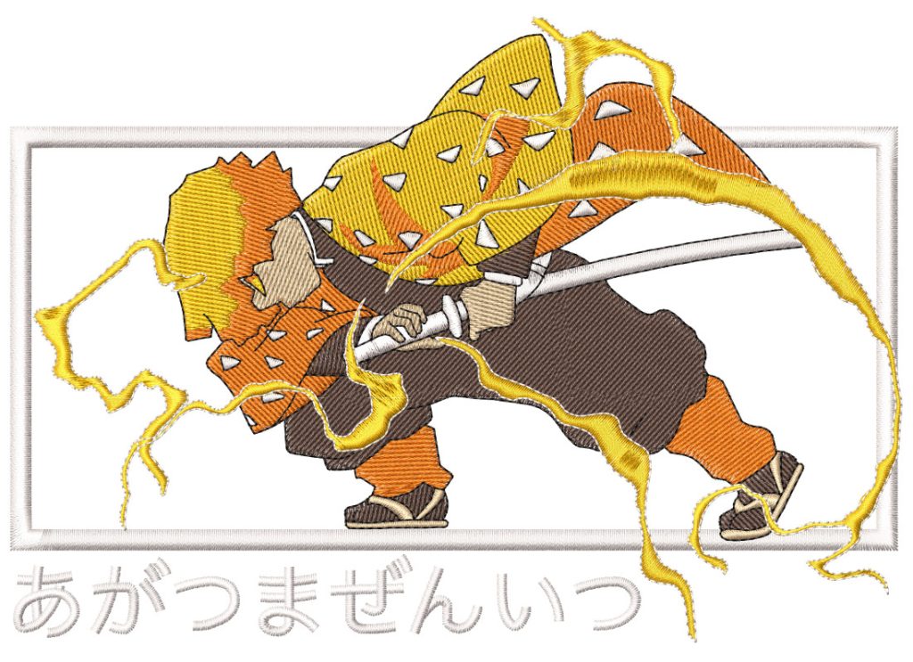Anime Embroidery Pattern Zenitsu Lightning Stance - A.G.E Store | designs
