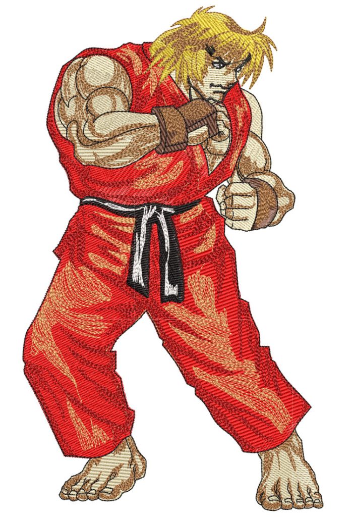 Embroidery Pattern Street Fighter Ken Stance - A.G.E Store | anime designs