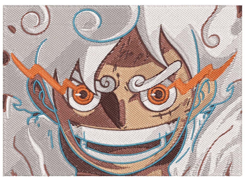 Anime Embroidery Pattern Luffy Gear5 Crazy Eyes - A.G.E Store | designs