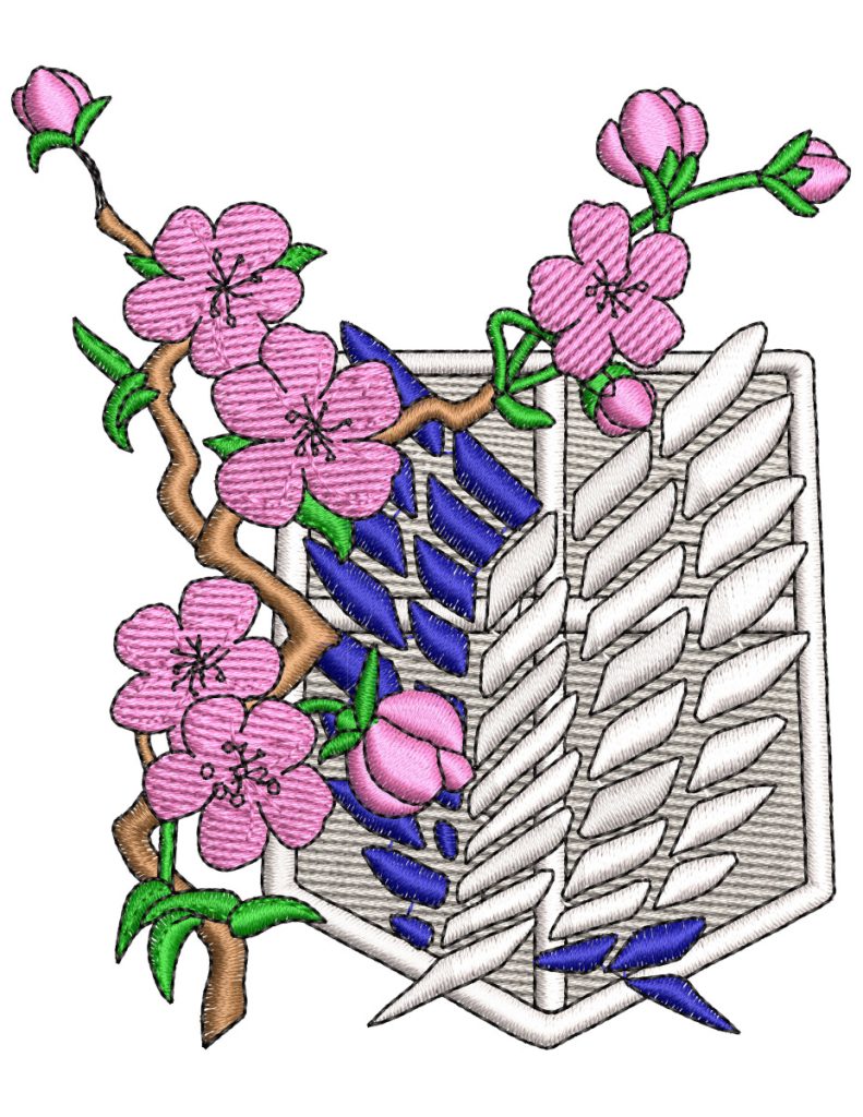 Anime Embroidery Pattern AOT Survey Logo Flowers - A.G.E Store | designs