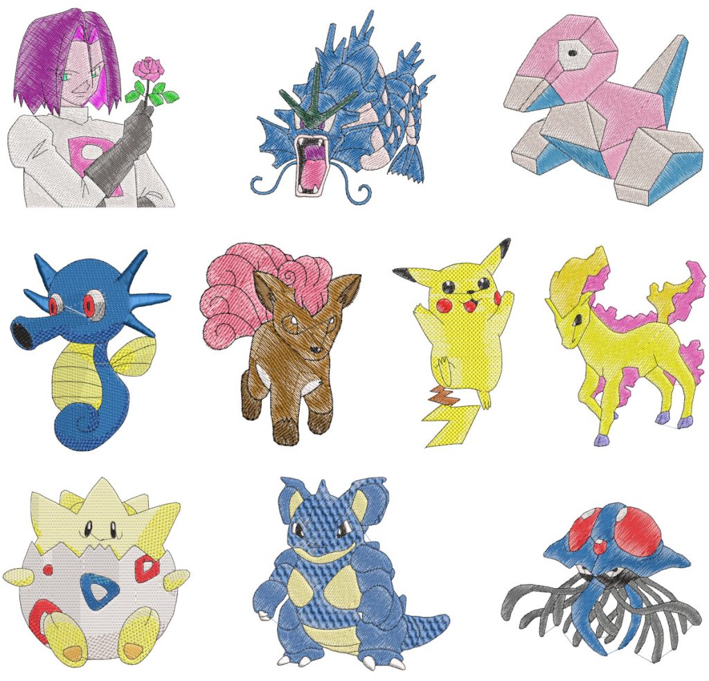 Pokemon Simple Embroidery Pattern Set 3 - A.G.E Store | anime designs