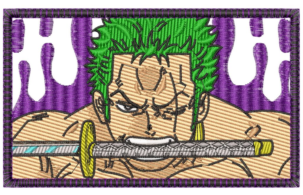 Roronoa Zoro Purple Sword Bite Anime Embroidery Pattern - A.G.E Store