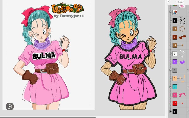 Anime Bulma Torso Applique Embroidery Pattern - A.G.E Store | designs
