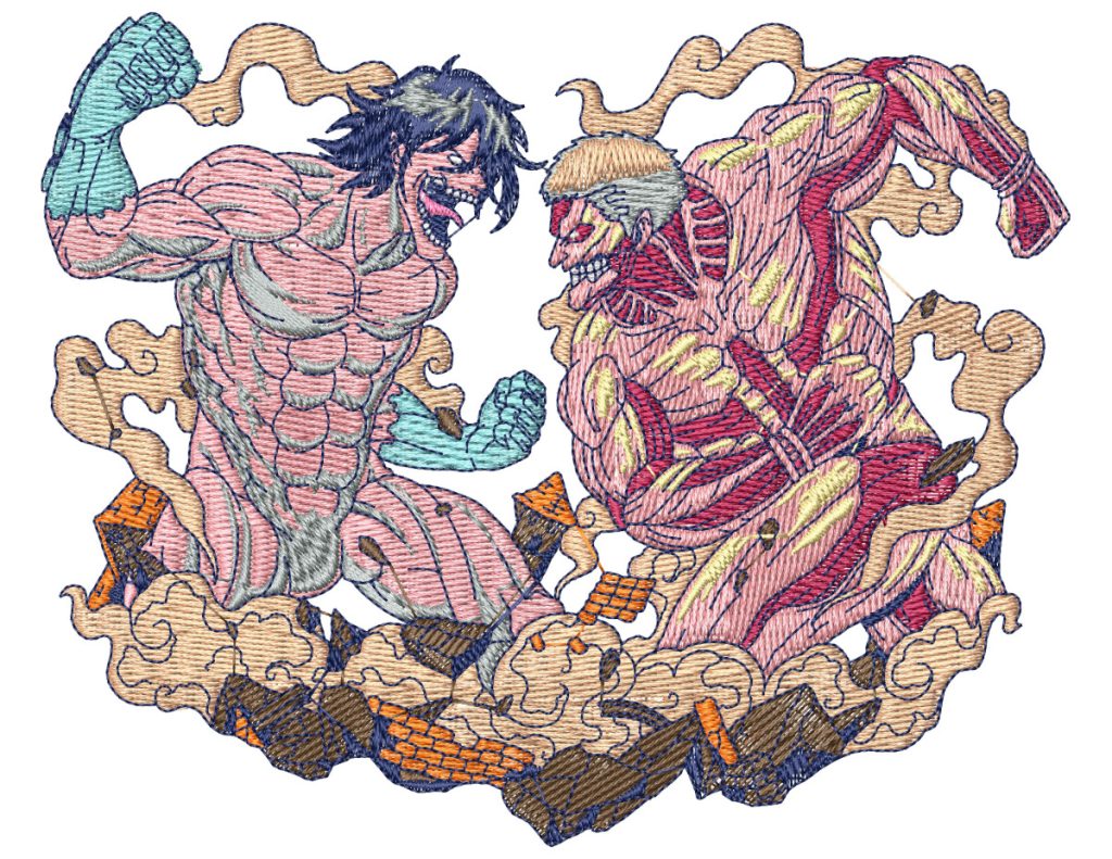 AOT Titan Battle Anime Embroidery Pattern - A.G.E Store | designs